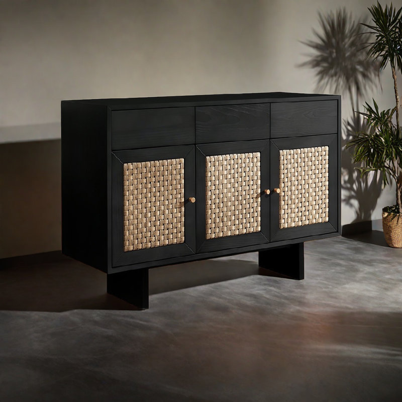 Licalilo Modern Bedroom Storage Cabinet Cane Weave | Wayfair